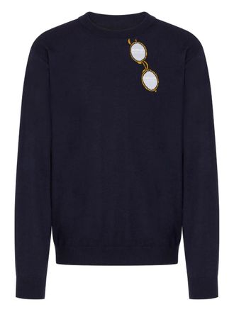 Moschino sweat &agrave; motif de lunettes - Bleu