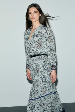 Gerard Darel Robe longue &eacute;lastiqu&eacute;e imprim&eacute;e - CYRIL - Bleu ciel