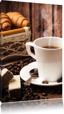 Pixxprint heiß aufgebrühter Kaffee, Größe: 100x70cm, Leinwandbild, fertig gespannt, Wandbild, Dekoration, Kunstdruck, kein Poster