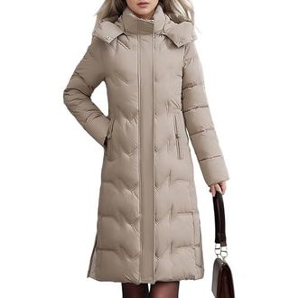 Generic Doudoune dhiver matelass&eacute;e &agrave; capuche grande taille avec fermeture &eacute;clair pour femme - Manteau &eacute;pais et chaud - Rembourr&eacute; - Poches tendance, kaki, 7XL