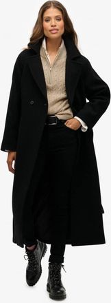 Superdry lockerer Mantel aus Wollmix in Schwarz