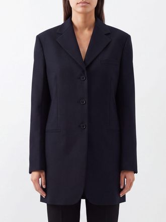 Jil Sander Blazer droit longueur genou en laine vierge et mohair