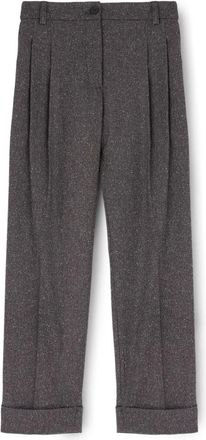 Motivi Femme, Pantalons, Gris, Taille: 44 FR Pantalon à revers en tissu teint en fil
