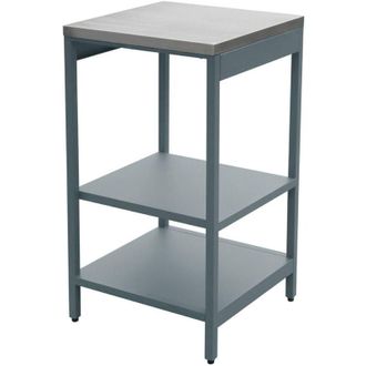 Sweeek Cuisine dext&eacute;rieure en acier bleu gris avec 2 &eacute;tag&egrave;res L49cm