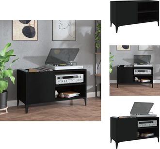 vidaXL Armoire &agrave; disques noir 84,5x38x48 cm bois ding&eacute;nierie - Meuble &Agrave; Disques - Armoire &Agrave; Disques - Rangement Vinyle - &Eacute;tag&egrave;re Disque - Support