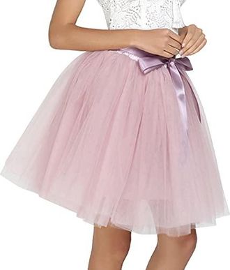 Generic Jupes en tulle pour femme - Jupe de princesse des ann&eacute;es 50 - Vintage - Taille haute - Jupe de danse classique multi-couches - Costume de f&ecirc;te, rose, 