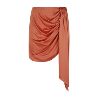 SIMKHAI Roter Mae Drapierter Satin Mini Rock - - Skirts - Damen - Rot - S