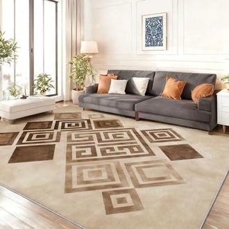 Generic Brun Tapis de Bain antid&eacute;rapant, Moquette d&eacute;coratifs &Eacute;l&eacute;gant Marocain Vintage G&eacute;om&eacute;trique Motif r&eacute;sistant &agrave; la d&eacute;coloration Hydrofuge pour Salon Chamb