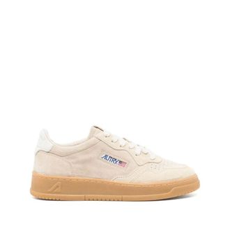 Autry Femme, Chaussures, Beige, Taille: 36 EU Baskets en Daim Beige &agrave; Blocs de Couleur