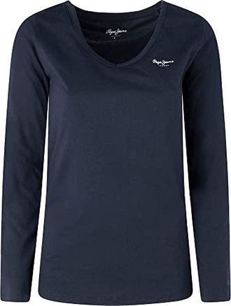 Pepe Jeans London Corine L/S T-Shirt, Bleu (Dulwich), XS Femme