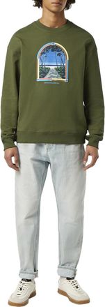 Scotch & Soda Mens Relaxed-fit Front Artwork Sweatshirt, Army, L