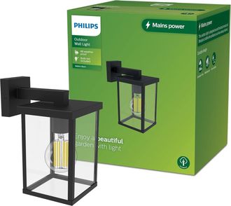 Philips Outdoor Bellini Wandleuchte eckig, max. 25W, exkl. Leuchtmittel, IP44 wetterfest, schwarz