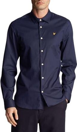 Lyle & Scott Hommes Popeline Ajustée Bleu Marine XL