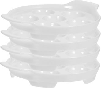 SOLUSTRE 4 St&uuml;ck Keramik Escargot Servierplatte Teilig mit L&ouml;chern Ofenfeste Schneckenteller mit Ergonomischem Griff Verschlei&szlig;fest f&uuml;r Restaurant und Familien