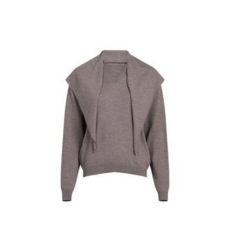Saison 1865 Pull col v &agrave; &eacute;charpe amovible en laine