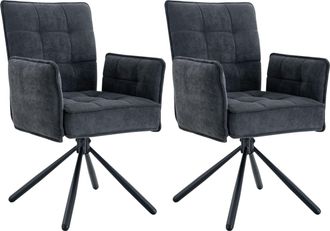 Duo Collection Nola Esszimmerstuhl mit Armlehnen in Anthrazit aus Cord