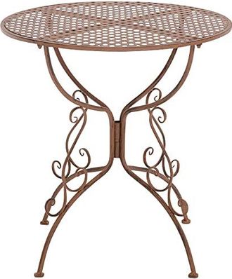 Clp Table de Jardin Ronde AMANDA en Fer Forgé -Table de Bistrot de Style Nostalgique Hauteur 74 cm - Table de Terrasse Diamètre de 70 cm - Solide et Résis