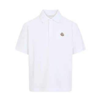 Moncler Homme, Tops, Blanc, Taille: XL Logo Cotton Polo