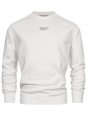 Indicode Herren INCliver Sweatshirt mit RIPP-B&uuml;ndchen | Herren-Pullover Sweater f&uuml;r M&auml;nner Offwhite, S
