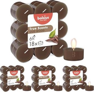 Bolsius Bolsius - True Scents - 18 Duft theelichter - Oud Wood - Lange Brenndauer von 6 Stunden - Durchmesser 39 mm - Nat&uuml;rliche Extrakte - Enth&auml;lt Veganes Wa