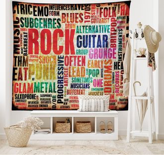 Abakuhaus Musik Wandteppich und Tagesdecke, Musik Rock n Roll-Plakat aus Weiches Mikrofaser Stoff Waschbar ohne Verblassen Digitaldruck, 230 x 140 cm, Rot Schwa
