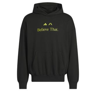 adidas Mens Anthony Edwards Believe That Hoodie Black/Preloved Lime XL