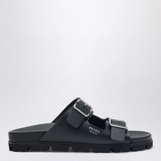 Prada Slider-Sandalen aus schwarzem Leder