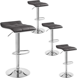 Woltu Tabouret de Bar Lot de 4, Tabourets Pivotants &agrave; 360&deg; avec Repose-Pieds, R&eacute;glable en Hauteur, en Similicuir PU et M&eacute;tal, pour Bar Cuisine Salon Caf&eacute;t&eacute;r