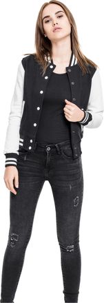 Urban Classics Damen Ladies 2-tone College Sweatjacket Sweatjacke,, per pack Mehrfarbig (blk/wht 00050), XXXX-Large (Herstellergr&ouml;&szlig;e: 4XL)