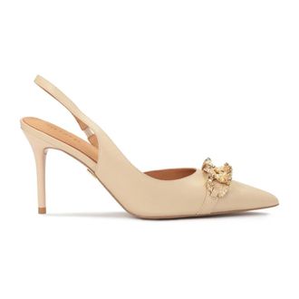 Kazar Nude Pumps mit offener Ferse und einer gro&szlig;en Metallkette - - Shoes - Damen - Beige - 36 EU