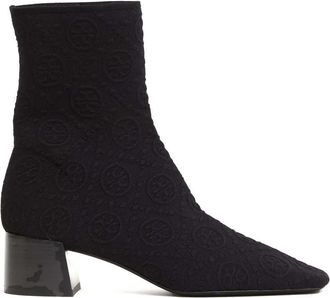 Tory Burch Tory Burch Stiefel - Textured Jacquard Ankle Boots With Nappa Finish - Gr. 10 - in Schwarz - für Damen