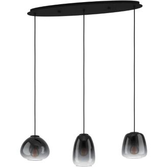 Eglo Lampe suspendue en verre, noir et gris transparent E27 3x40w l: 84 cm b: 19,5 cm H: 104,5 cm