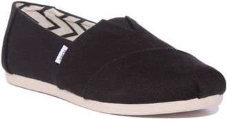 Toms Femme Alpargata en Coton recyclé Mocassin Plat, Blanc Noir, 36 EU