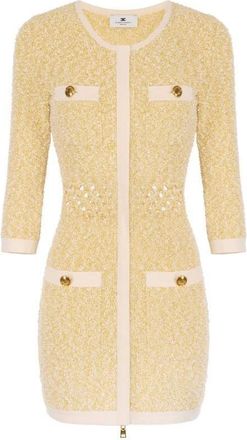 Elisabetta Franchi Femme, Robes, Jaune, Taille: 38 FR Mini Robe en Tricot