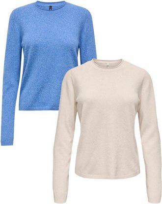 Only Rundhalspullover (2er-Pack) Zeitloses Design in weicher Flat-Knit-Qualit&auml;t f&uuml;r Alltag und B&uuml;ro