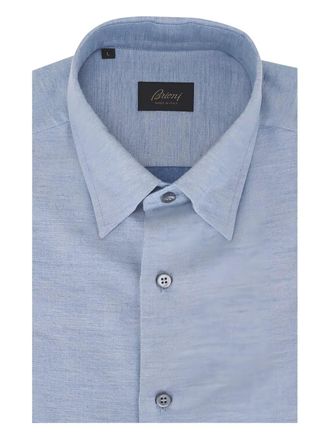 Brioni chemise en cachemire m&eacute;lang&eacute; &agrave; manches longues - Bleu