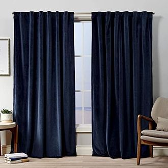 Exclusive Home Panneau de Rideau en Polyester, Bleu Marine, 132 x 213 cm