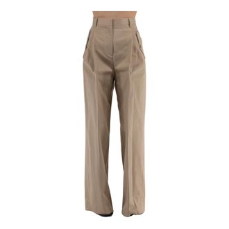 Lanvin Femme, Pantalons, Beige, Taille: 36 FR Pantalon Gabardine Taille Haute Jambe Large