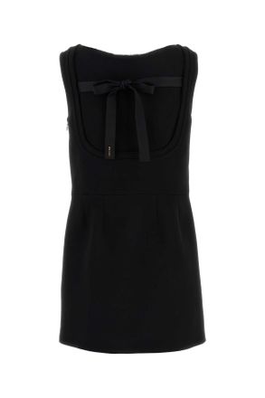 Prada Womens Black Wool Dress Nero Abiti