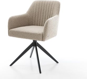 DELIFE Drehstuhl Greg-Flex Boucl&eacute; Schlamm Kreuzgestell breit Schwarz 360&deg; drehbar Wippfunktion Taschenfederkern, Esszimmerst&uuml;hle
