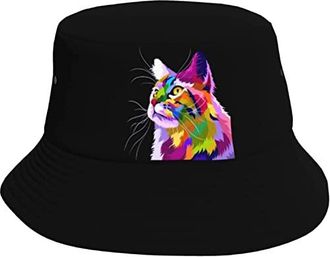 Generic Mode Chapeau de Pêcheur Chat coloré Chapeaux de Visière Imprimé Extérieur Casquette pour Voyage Adultes Filles