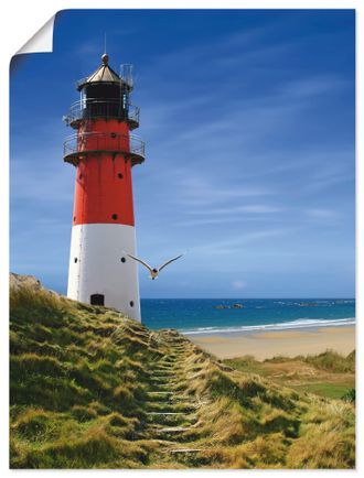 Artland Wanddeko Poster & Kunstdrucke Wandposter 60 x 80 cm Maritime Deko Strand Meer See Himmel Blau Architektur Leuchtturm T6CQ