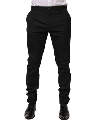 Dolce & Gabbana Mens Cotton Formal Dress Trousers Black