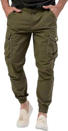 Generic Pantalon de jogging cargo pour homme, coupe ajust&eacute;e, pantalon de travail cargo &agrave; revers - Coupe fusel&eacute;e - Pantalon dext&eacute;rieur &agrave; taille &eacute;lastique avec 