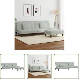 vidaXL vidaXL Bett aus Sofa - Schlafsofa 2-Sitzer mit Fu&szlig;hocker Hellgrau Samt