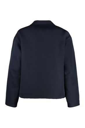 Gucci Mens Wool Blend Jacket With Drawstring Hem Blue Silk Raincoats Coat