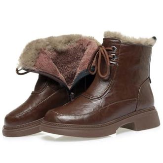Generic QXDZSW Bottines pour femme - Antid&eacute;rapantes - Chaudes - Chaussures dhiver - Grande taille - Plateforme - Bottes de neige pour femme, Fourrure marron, 