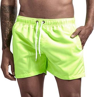 Onsoyours Maillot de Bain pour Homme Swim Short Sport Trunks Boxer Shorts Pantalon Court de Sport Plage Loisir Cordon de Serrage Rapide Ajustable Leuchtendes Gr