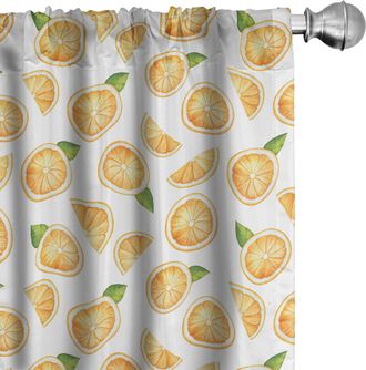 Abakuhaus Grüne und orange Vorhänge, Gardinen, Scheiben von Orangen, Fensterbehandlungen für Wohnzimmer Schlafzimmer Dekor, 2 Stück 75 cm b x 245 cm h, Blasse O