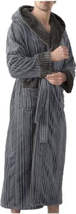 Generic Pyjama Homme Hiver Pyjama Polaire Homme Pyjama Homme De Classique Peignoir Couple en Velours Corail Automne Hiver Extra &Eacute;pais Grande Taille Robe de Nu